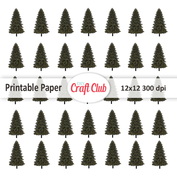Pine Tree Digital Paper | Printable Wrapping Papers - DIY Craft Club