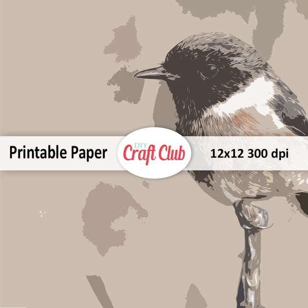 Chickadee Digital Download | Printable Scrapbooking Paper - DIY Craft Club