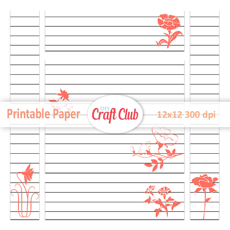 Coral Floral Shapes | Printable Paper - DIY Craft Club