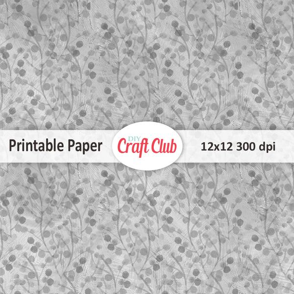 Grey Floral Scrapbooking Paper To Print - DIY Craft Club