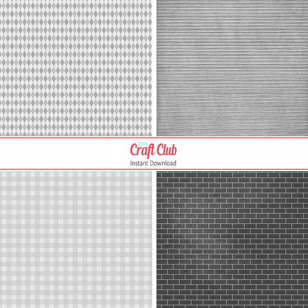 White & Grey Printable Paper Bundle - DIY Craft Club