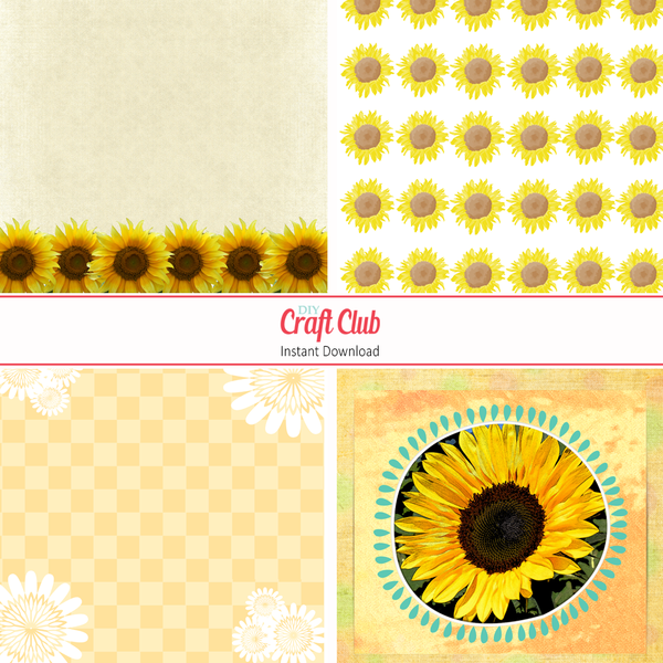 Free Printable Sunflower Digital Paper Bundle - DIY Craft Club