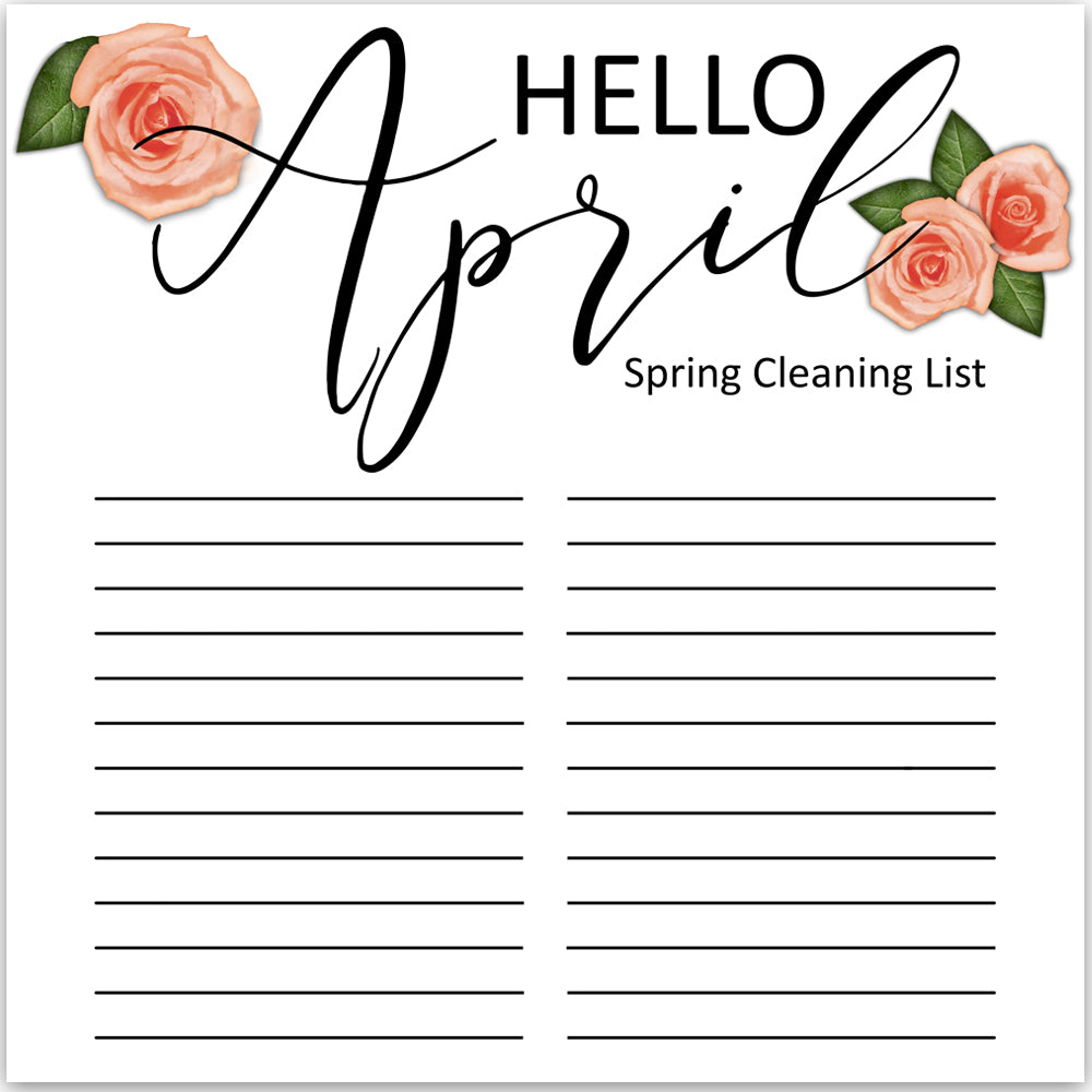 April Spring Cleaning List | Lined Paper To Print - DIY Craft Club