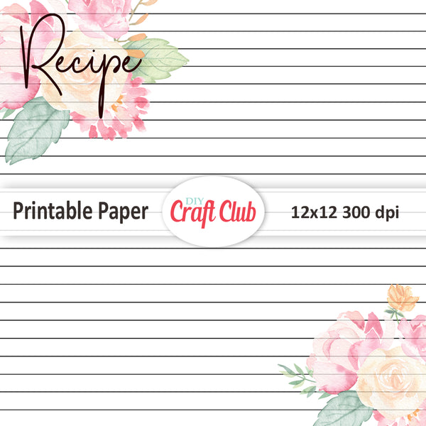 Printable Recipe Paper | Lined Papers - DIY Craft Club