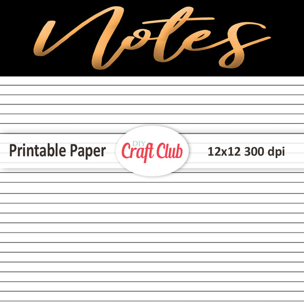 Printable Note Paper | Black and Gold - DIY Craft Club