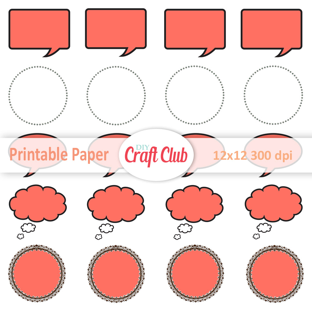 Speech Bubbles | Printable Scrapbooking Paper - DIY Craft Club